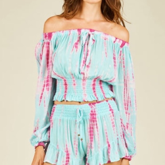 Surf Gypsy | Tops | Nwt Surf Gypsy Tie Dye Off The Shoulder Crop Top ...